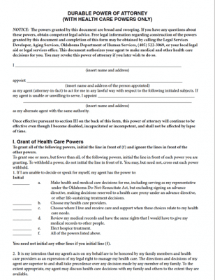 Free Oklahoma Advance Directive Form | PDF