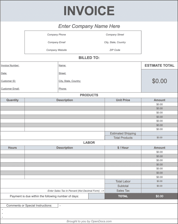 Free Google Sheets Invoice Templates