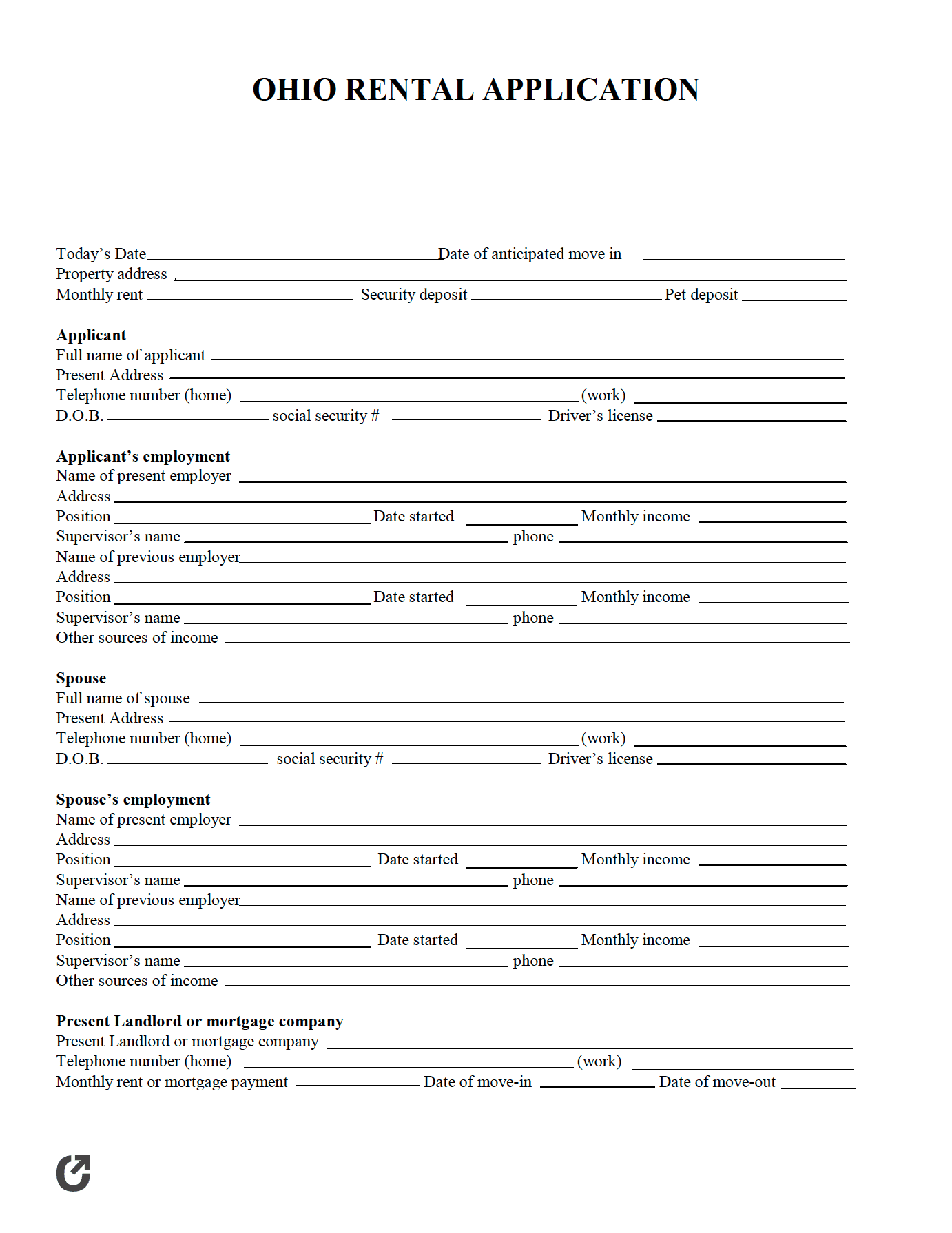 Free Ohio Rental Application PDF WORD Free Ohio Rental Application PDF WORD