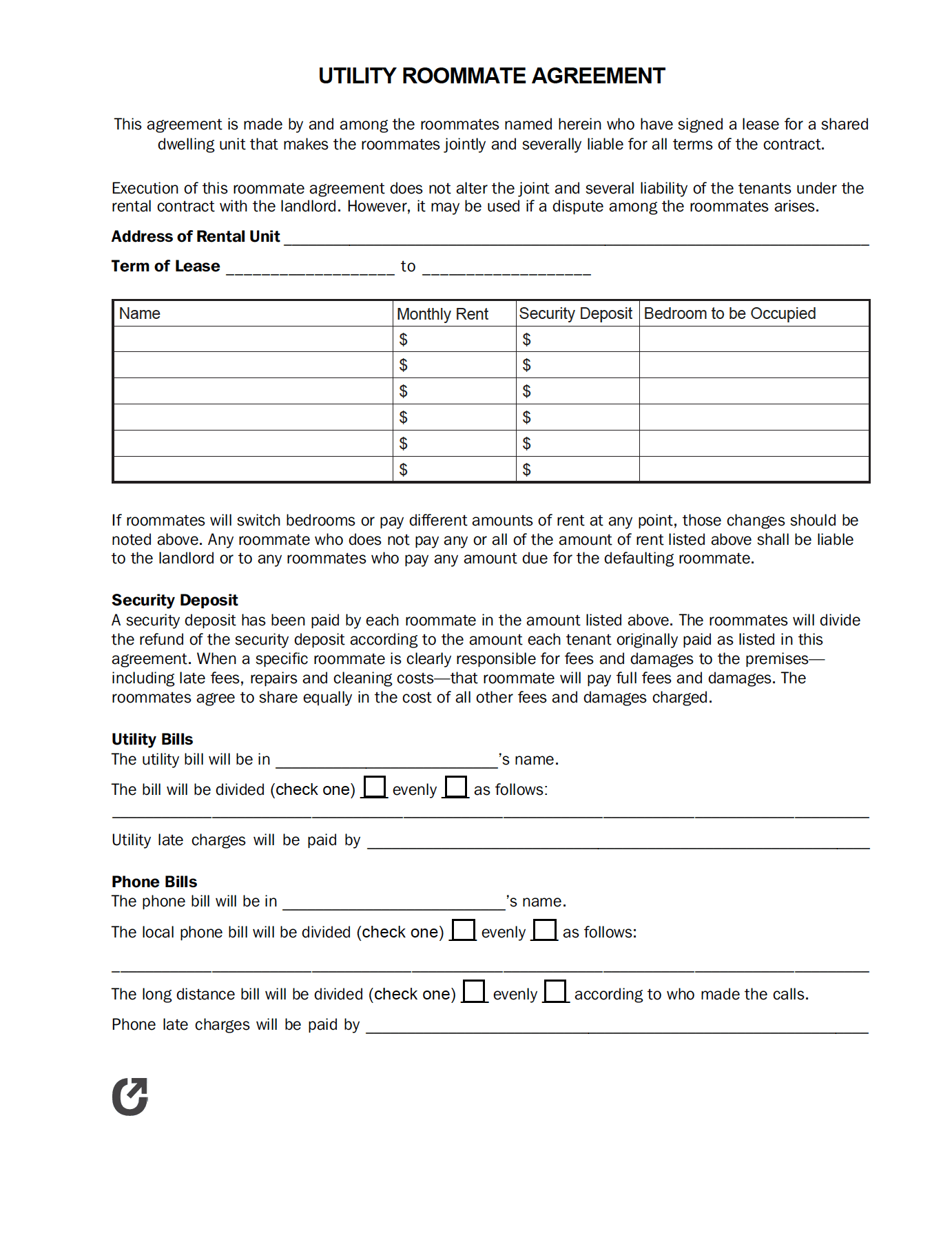 Free Roommate Agreement Template | PDF | WORD | RTF