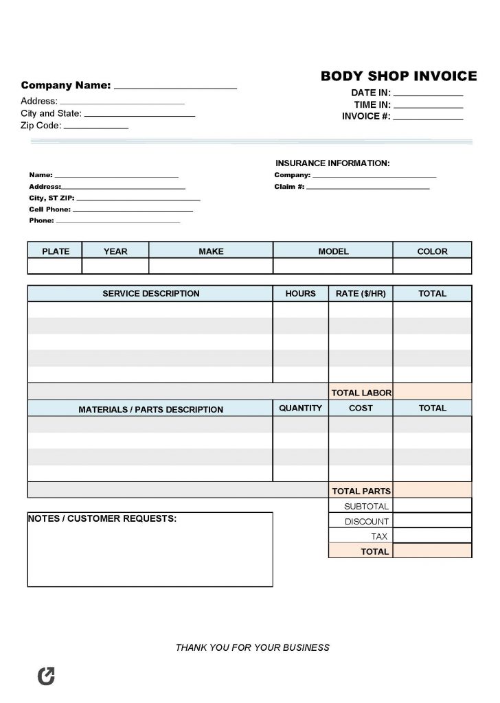 Free Repair Invoice Template | PDF | WORD | EXCEL