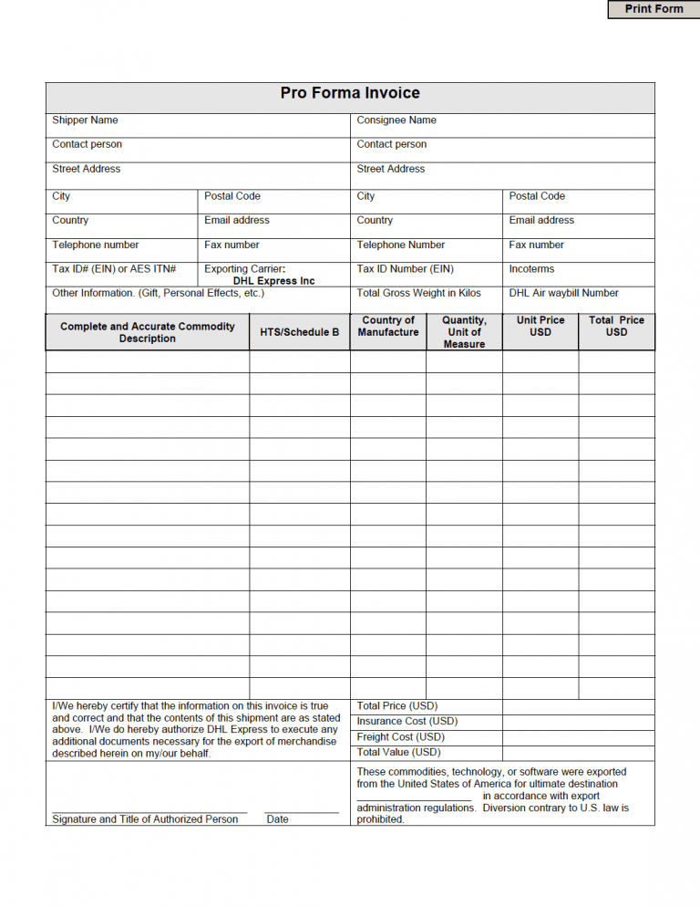 Free Commercial Invoice Template | PDF | WORD