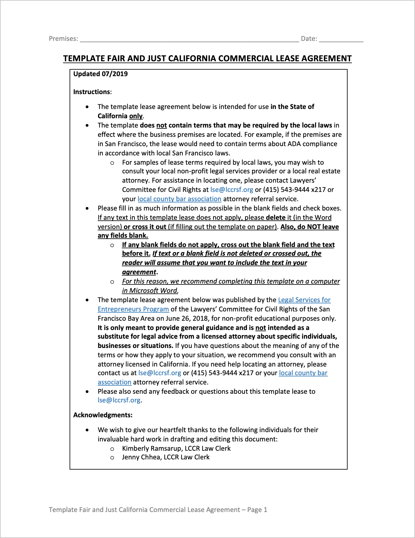 Free California Commercial Lease Agreement | PDF