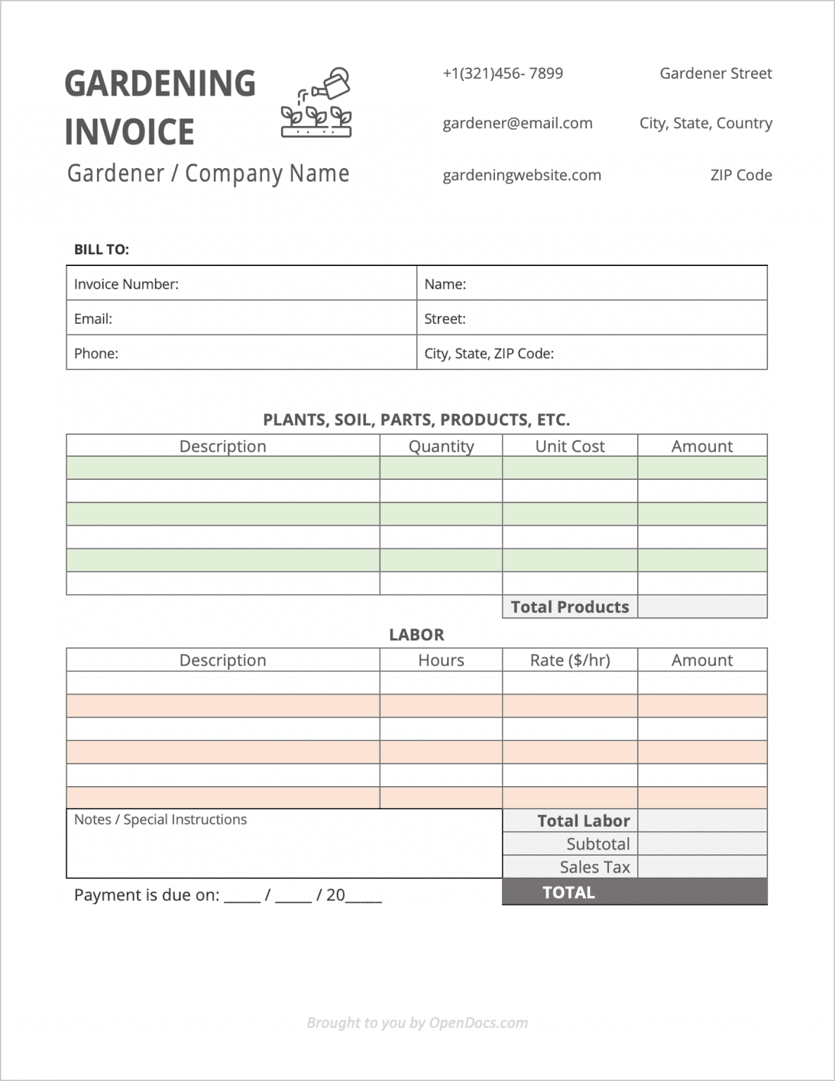 Free Gardening Invoice Template | PDF | WORD | EXCEL