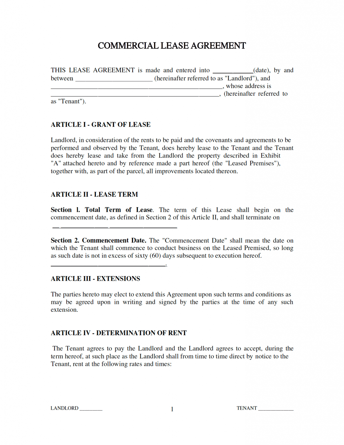 Free Texas Commercial Lease Agreement | PDF