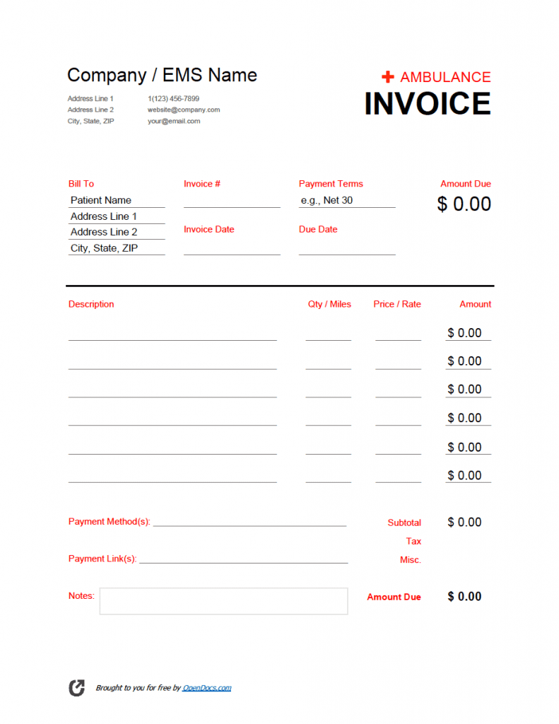 Free Ambulance Invoice Template | PDF | WORD | EXCEL