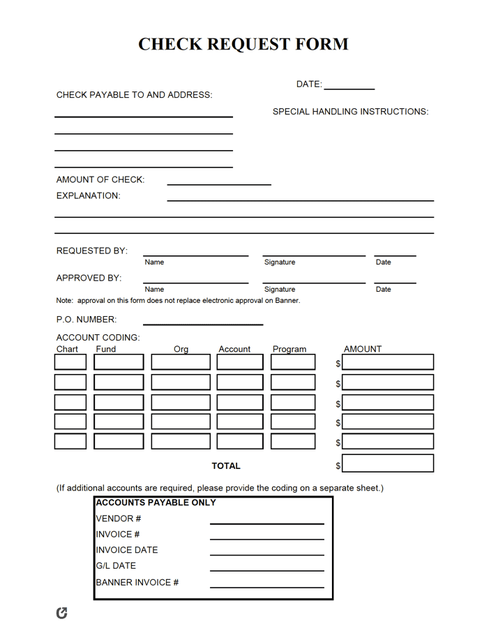 Free Check Request Forms | PDF | WORD | EXCEL