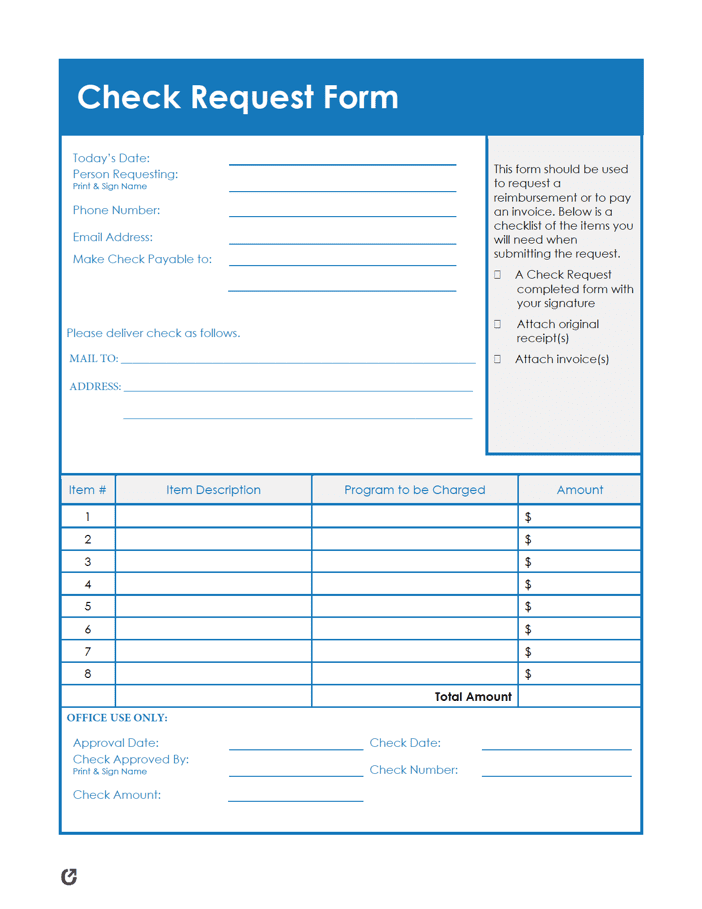 Free Check Request Forms | PDF | WORD | EXCEL