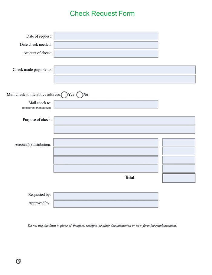 Free Check Request Forms | PDF | WORD | EXCEL