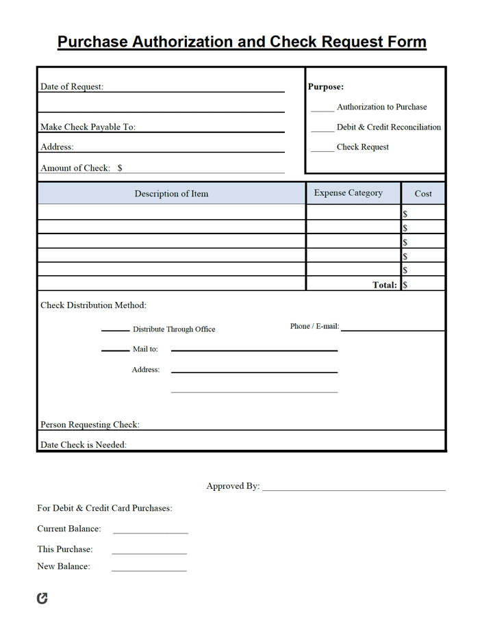 Free Check Request Forms | PDF | WORD | EXCEL