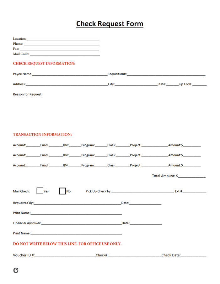 Free Check Request Forms | PDF | WORD | EXCEL