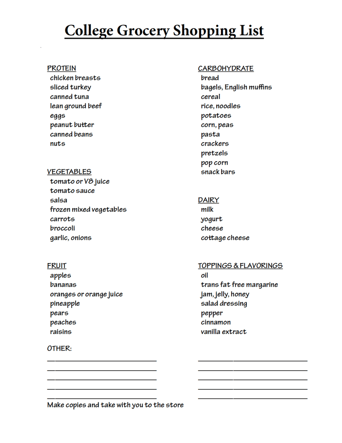Free Grocery List Templates | PDF | WORD