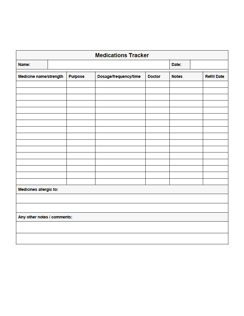 Free Medication Schedule Templates | PDF | WORD | EXCEL