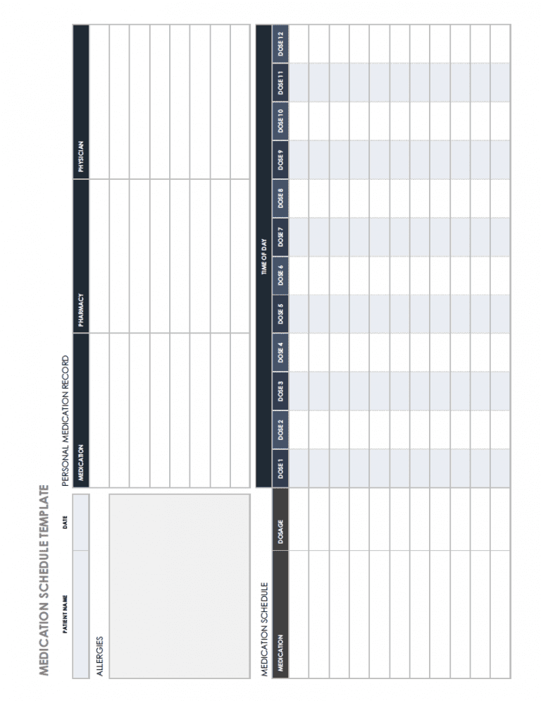 Free Medication Schedule Templates | PDF | WORD | EXCEL