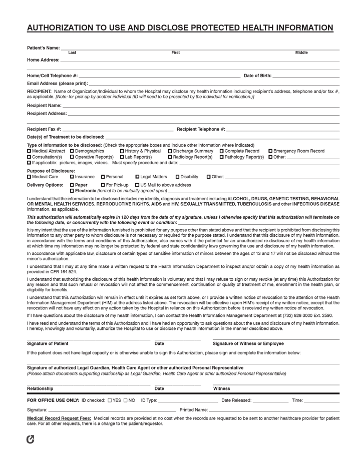 Free Medical Records Release Authorization Forms | PDF | WORD