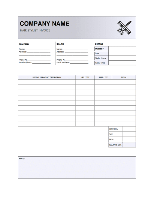 Free Hair Stylist Invoice Template PDF WORD EXCEL Free Hair Stylist Invoice Template PDF WORD EXCEL