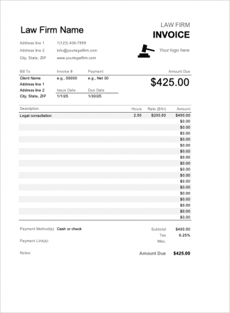 Free Law Firm Invoice Template | PDF | WORD | EXCEL
