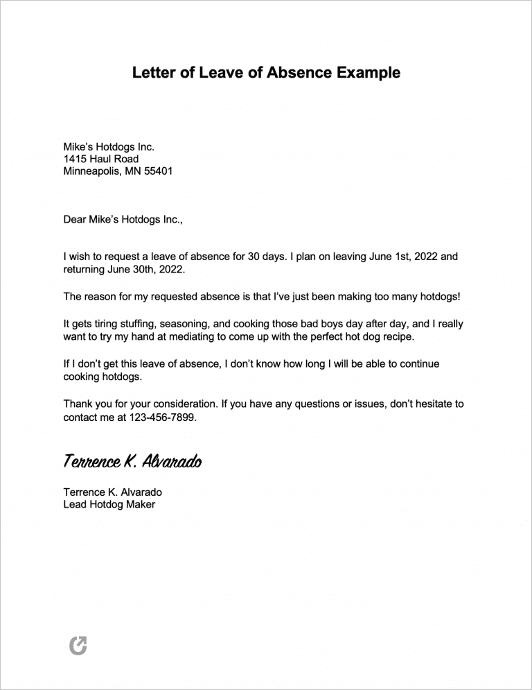 Free Leave of Absence Letter Samples | PDF