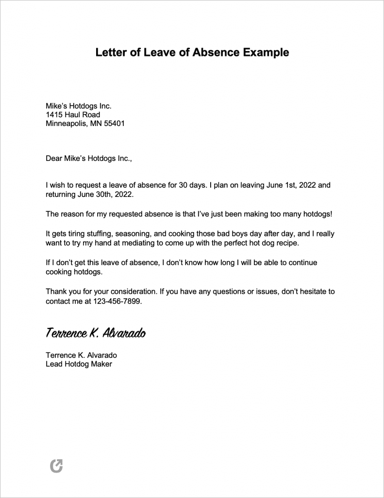 Free Leave of Absence Letter Samples | PDF