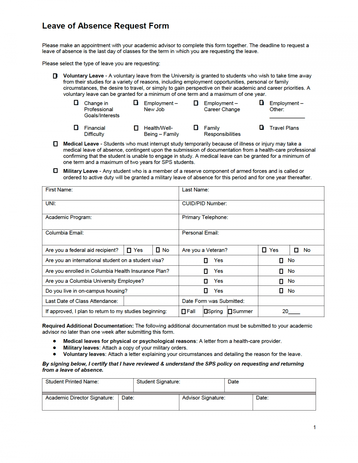 Free Leave of Absence Letter Samples | PDF