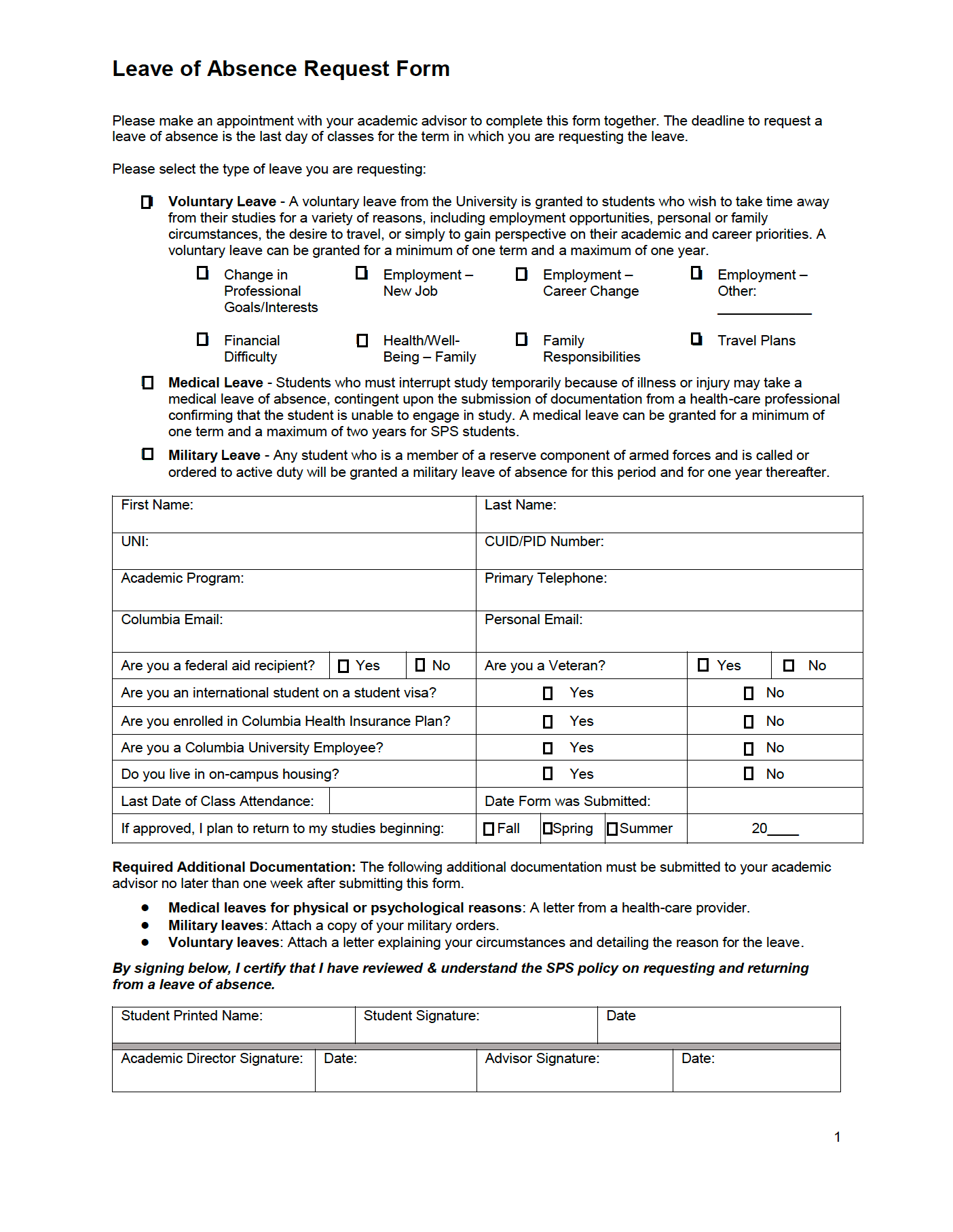 Free Leave of Absence Letter Samples | PDF