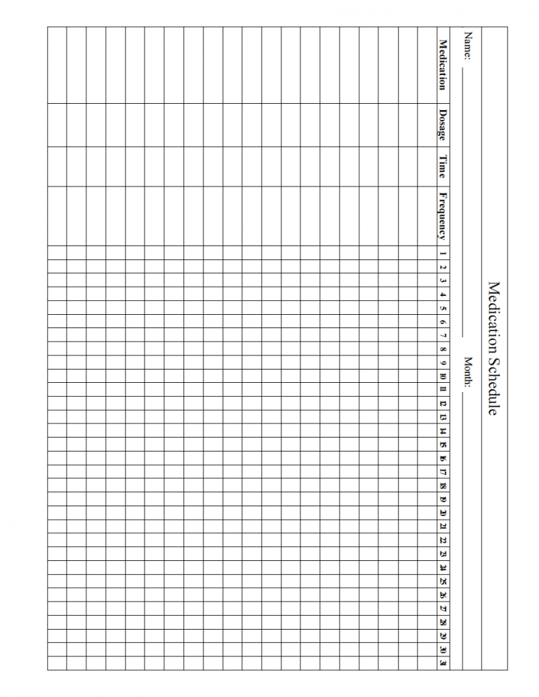 Free Medication Schedule Templates | PDF | WORD | EXCEL