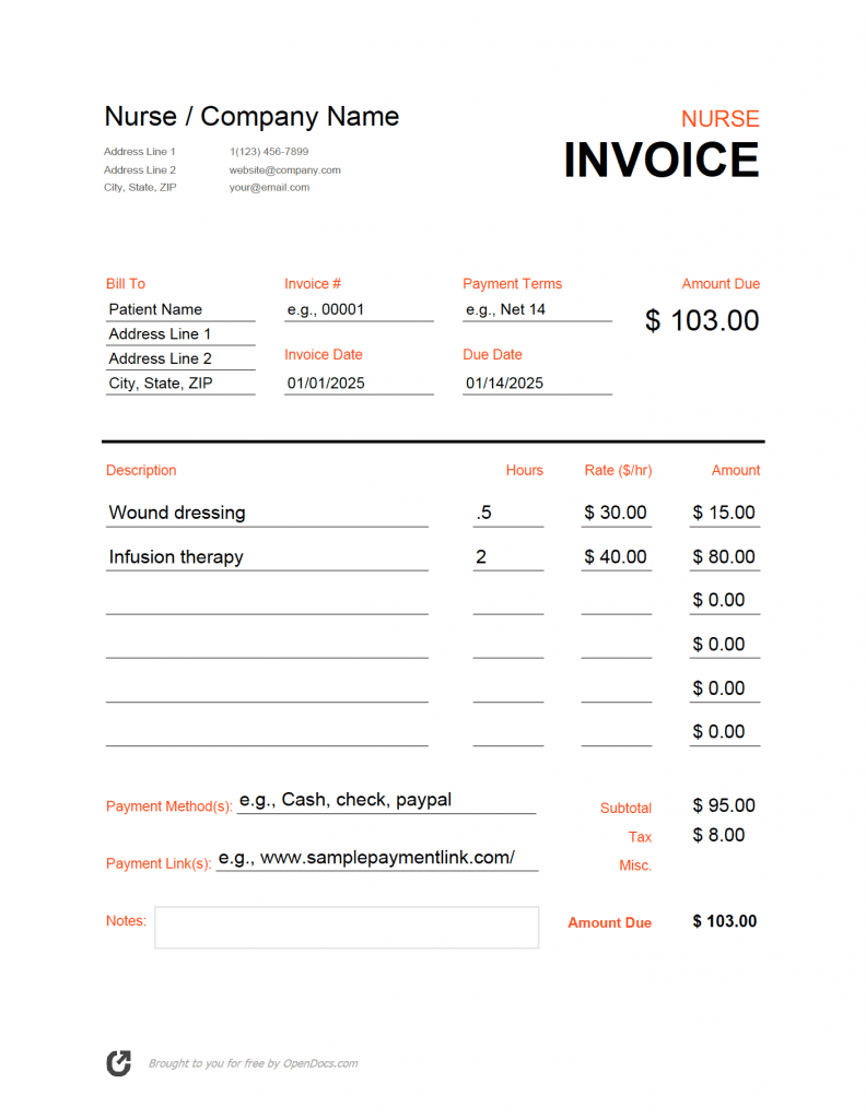 Free Nurse Invoice Template | PDF | WORD | EXCEL