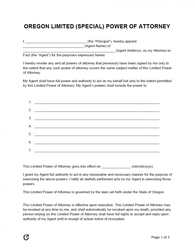 Free Oregon Power of Attorney Forms | PDF | WORD