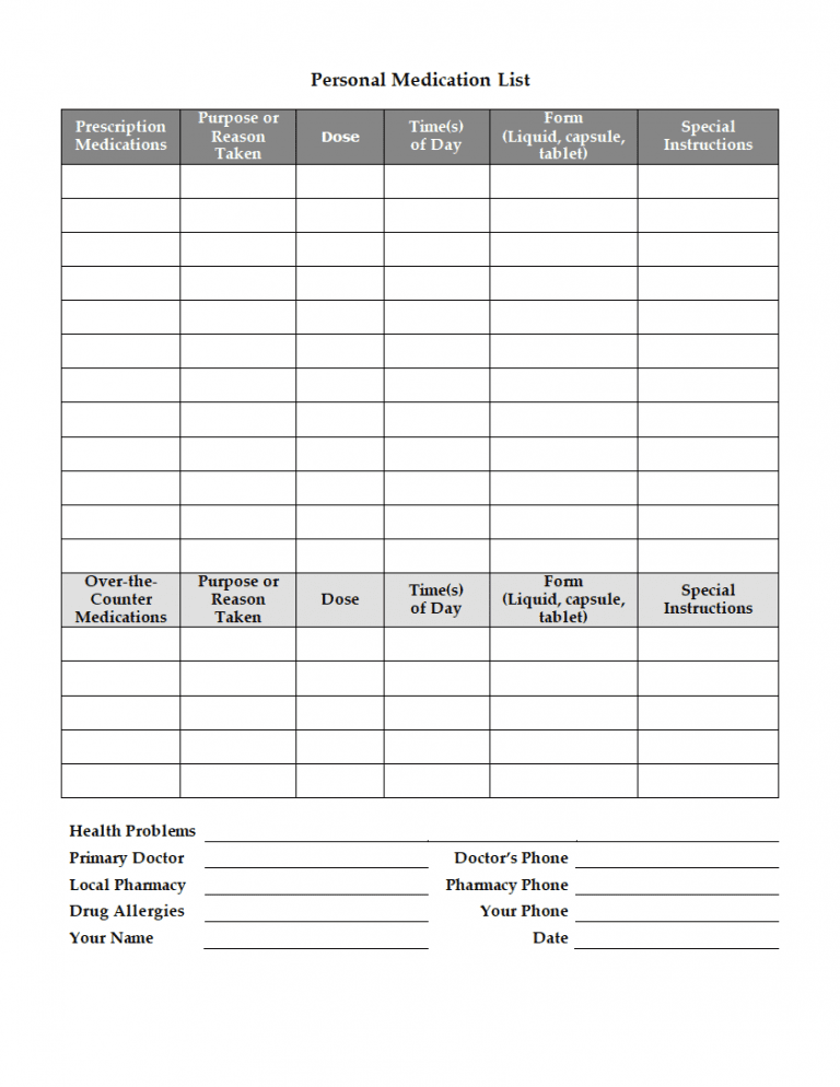 Free Medication Schedule Templates | PDF | WORD | EXCEL
