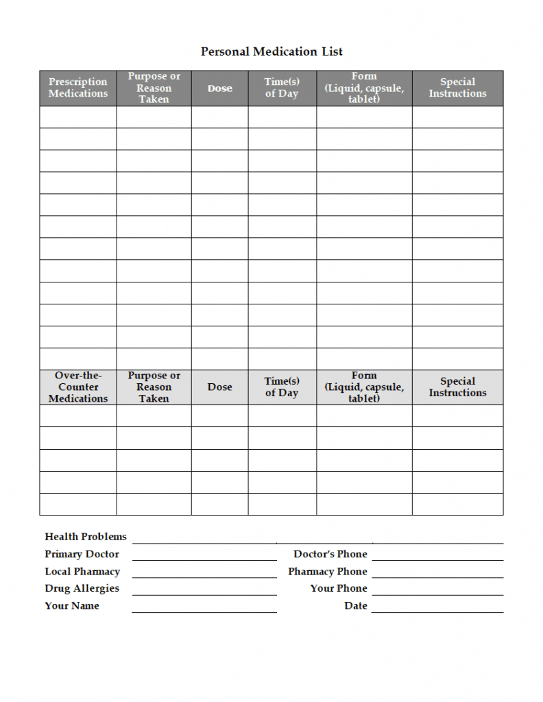 Free Medication Schedule Templates | PDF | WORD | EXCEL