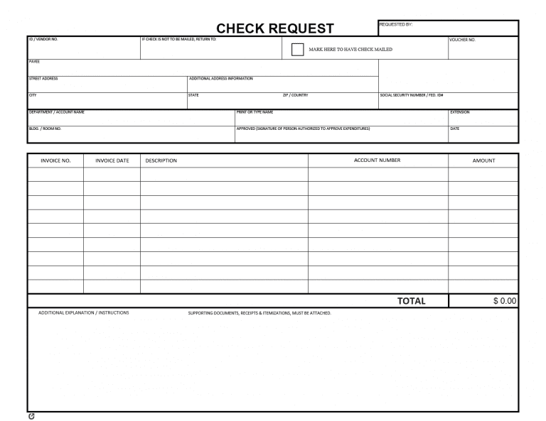 Free Check Request Forms | PDF | WORD | EXCEL