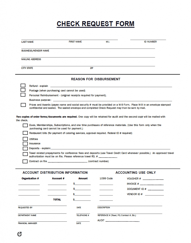 Free Check Request Forms | PDF | WORD | EXCEL