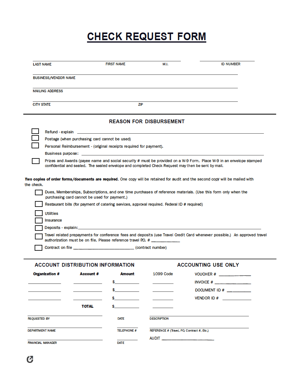 Free Check Request Forms | PDF | WORD | EXCEL