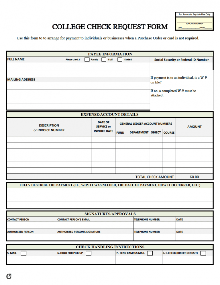 Free Check Request Forms | PDF | WORD | EXCEL