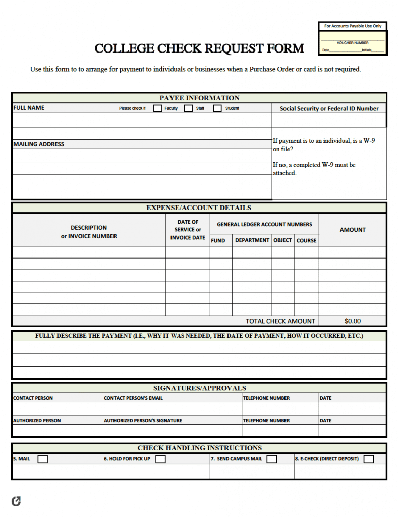 Free Check Request Forms | PDF | WORD | EXCEL