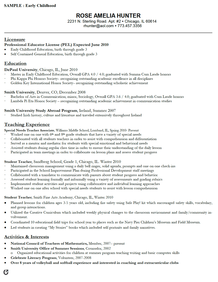 Free Teacher Resumes | PDF | WORD