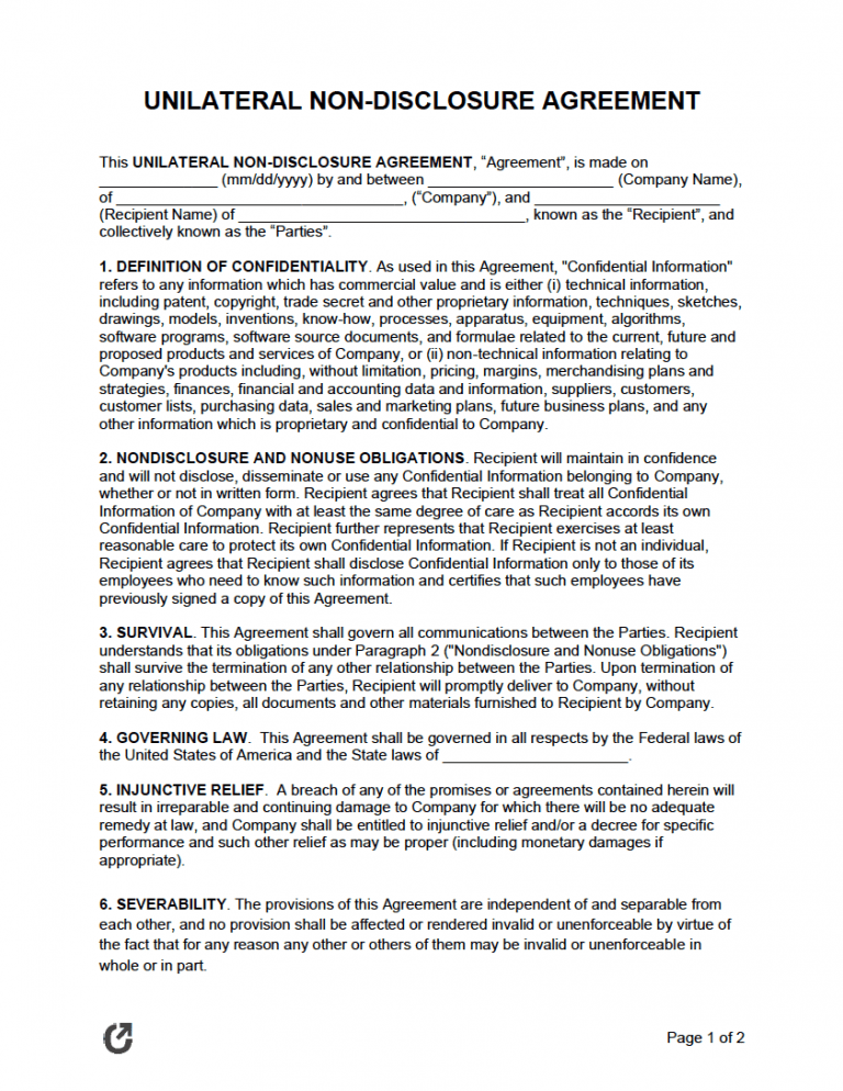 Free Non-Disclosure Agreement (NDA) Template | PDF | WORD