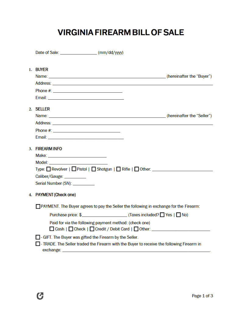 Free Virginia Bill of Sale Forms (5) | PDF | WORD | RTF